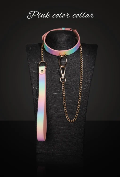 Rainbow Pastel Collar with Leash - Unlockmee