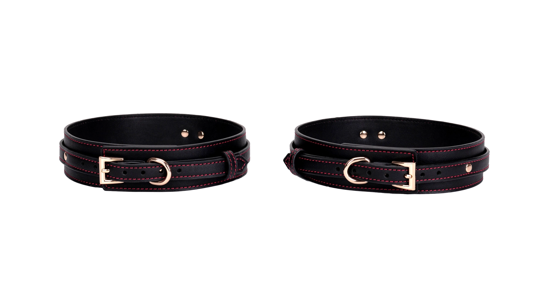 Black Thigh Restraint Straps with Red Stitching - Unlockmee